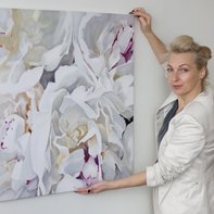 Abstract white peony Painting by Ilze Ergle-Vanaga | Saatchi Art